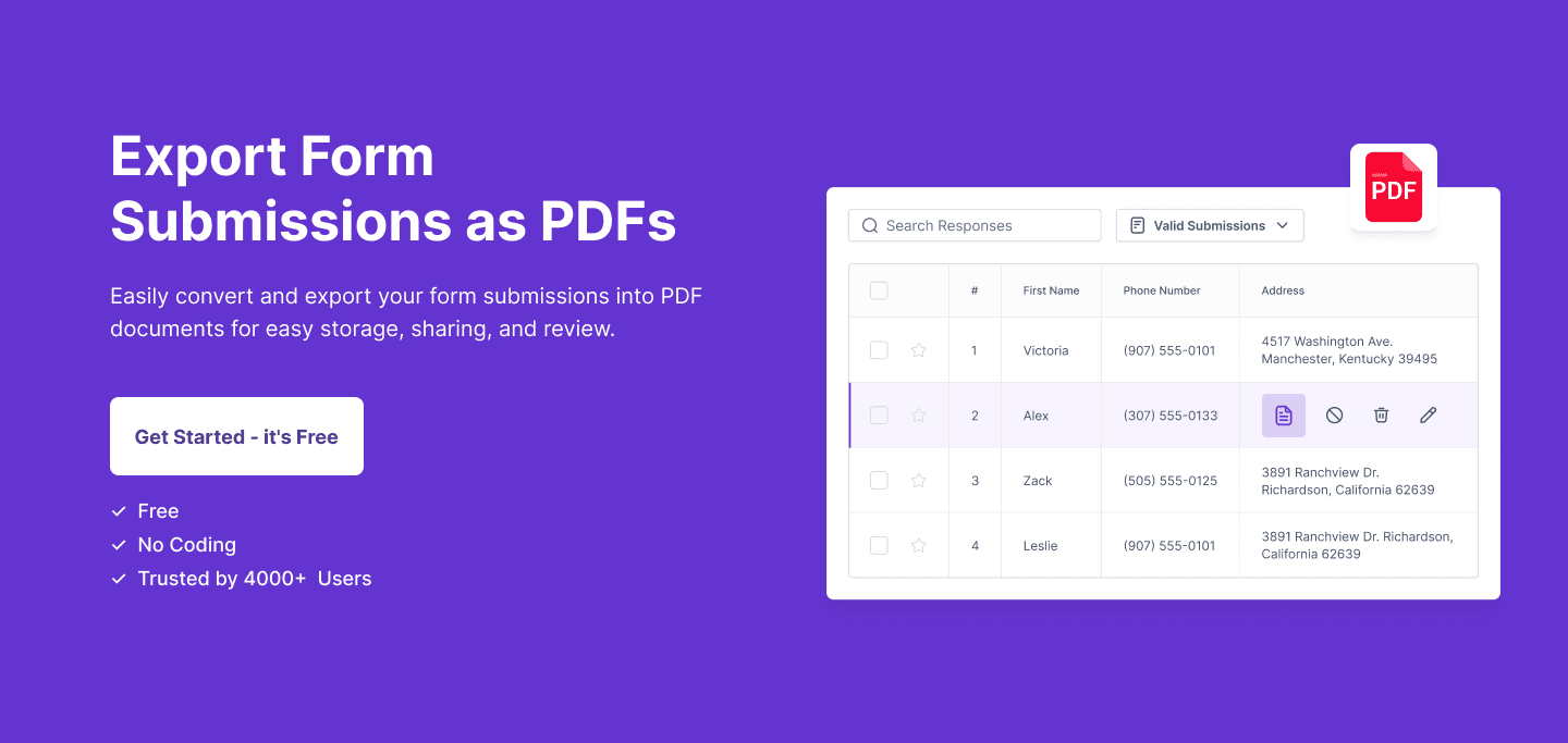Convert & Export Online Form Submissions as PDFs | Formester